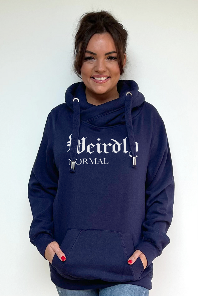 Luxury Cowl Neck Weirdly Normal Hoodie - Midnight Blue – Lovely Eira